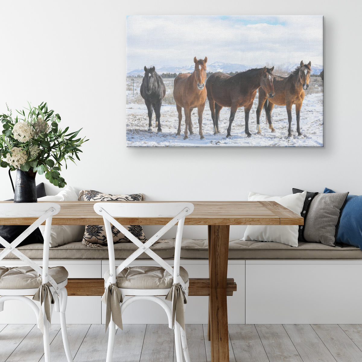 "First Snow" Canvas Wall Hanging – Nirvana Mustang Sanctuary